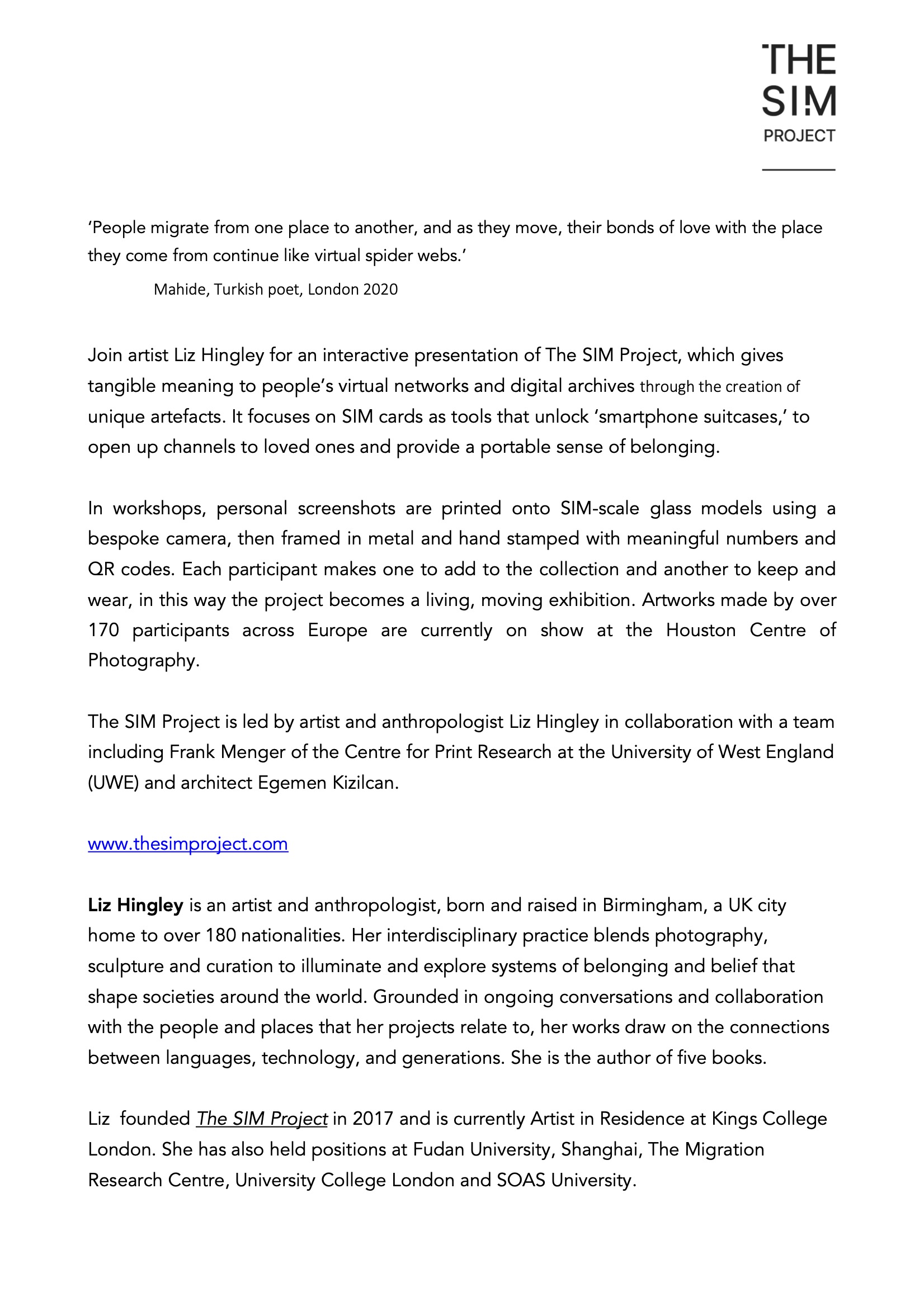 SIM Project – April 30 – Bureau for Experimental Ethnography